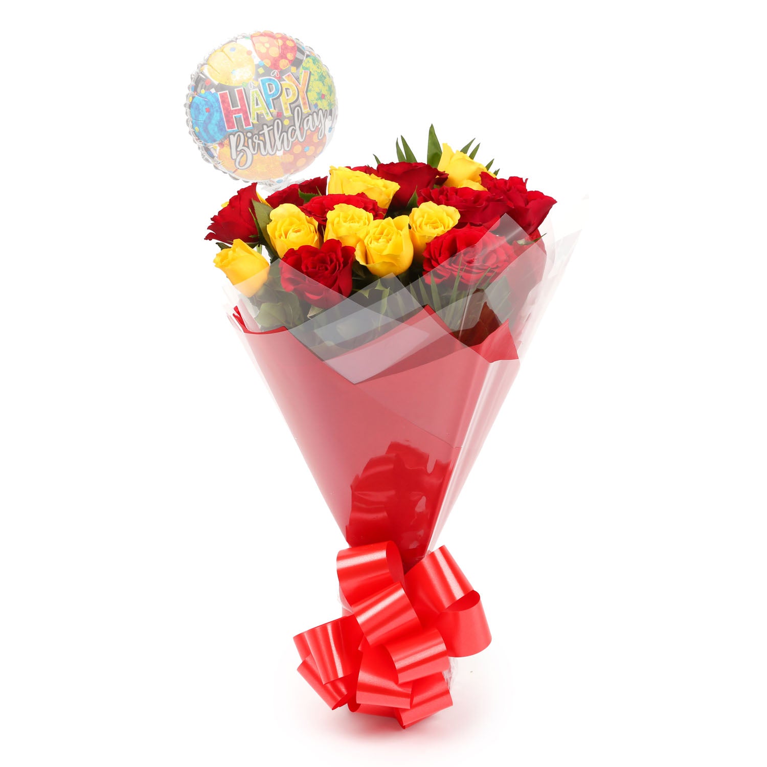 20 Blush Yellow & Red & Roses Birthday Balloon – Bouquetsbypost