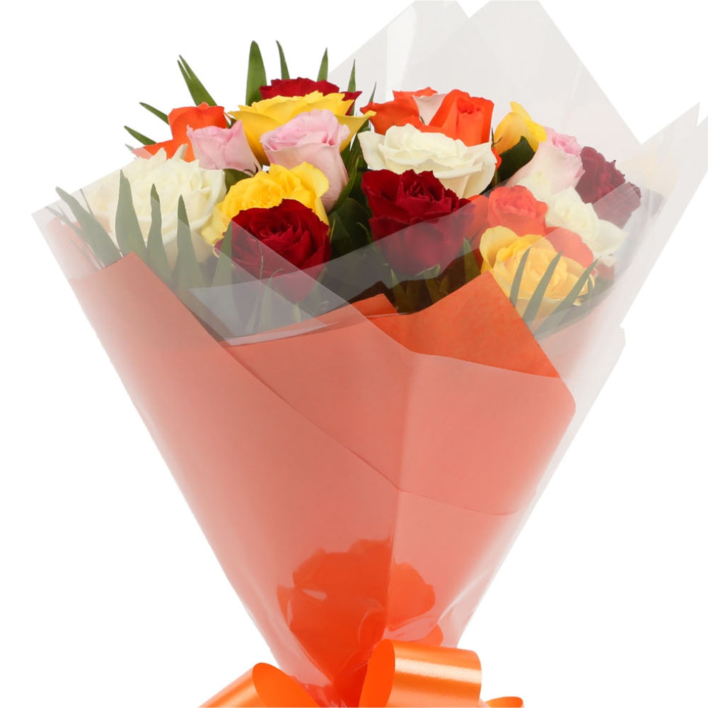 20 Mixed Roses Bouquet Flowers & Thank You Balloon – Bouquetsbypost